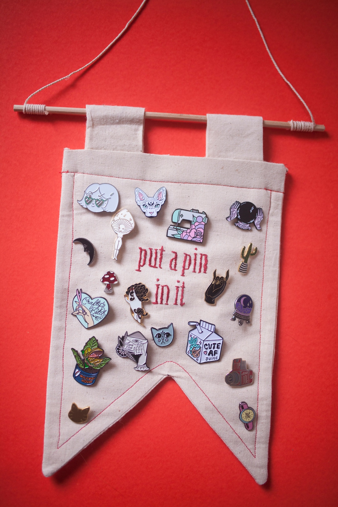 Enamel Pin Holder/ Display / Pennant Hand Embroidered/ Hand Made - Etsy