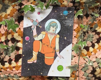 Retro Space Girl | Etsy