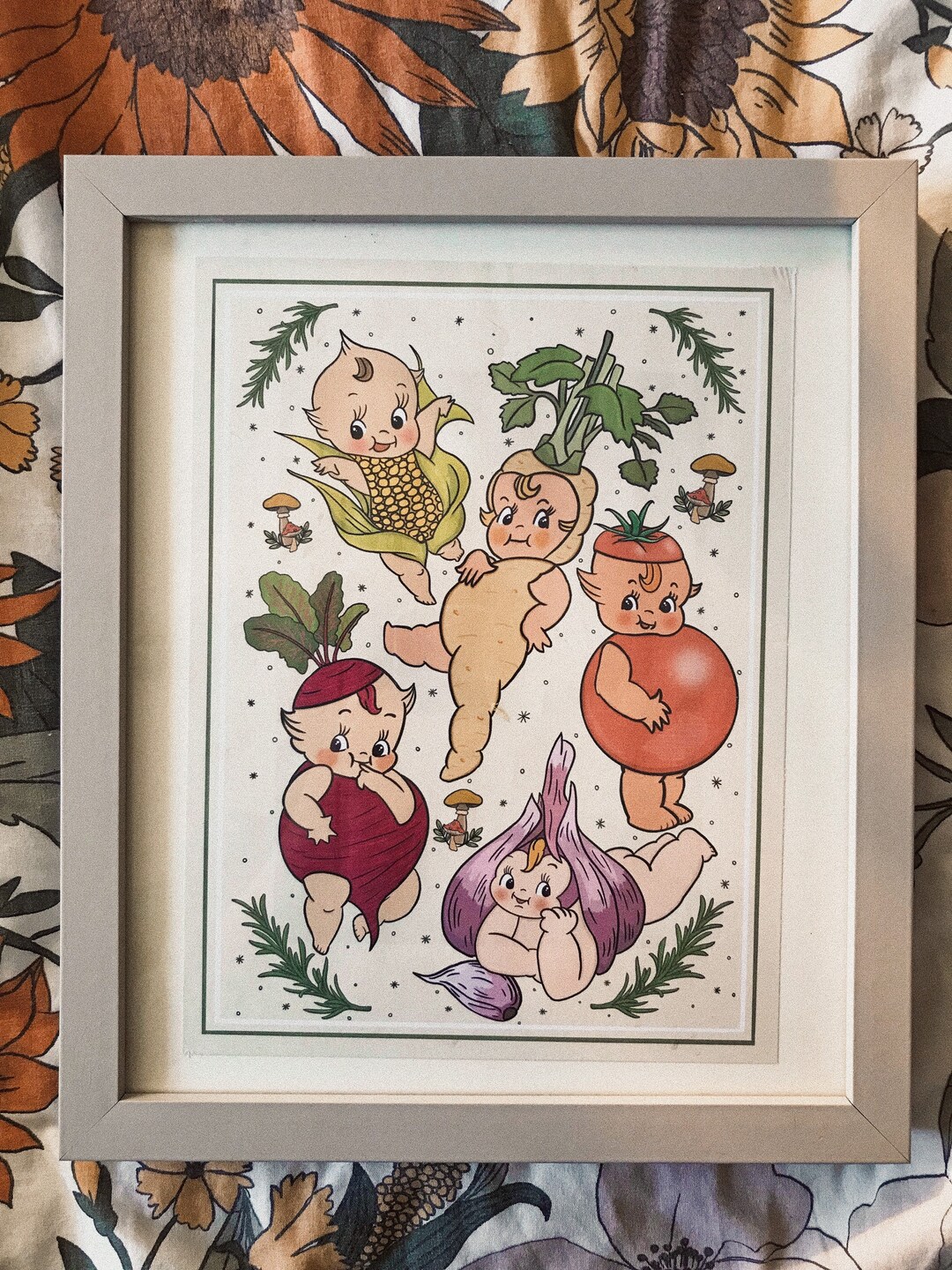Vegetable Patch Kewpie Print A4 Whimsical Kitchen Decor | Vintage ...