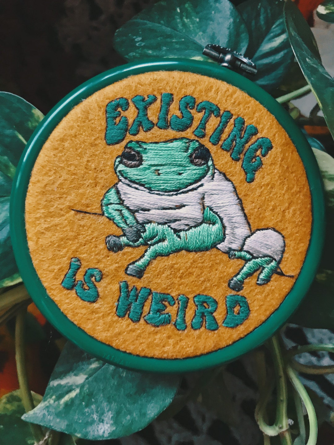 Existing is Weird Frog Hand Embroidery You’re Wonderful - Etsy
