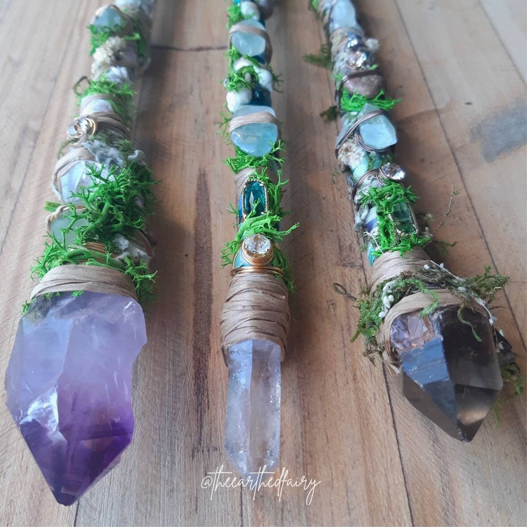 Crystal Wand Including Wooden Wand Box Meditation Wands Crystal Therapy ...