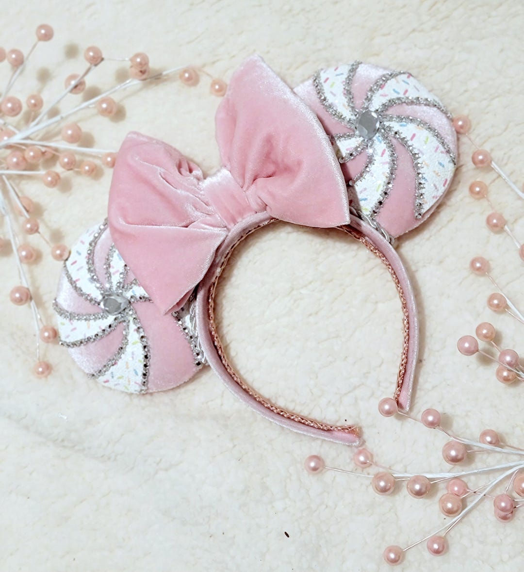 Pink Peppermint Holiday Ears, Disney Ears, Holiday Ears, Peppermint ...