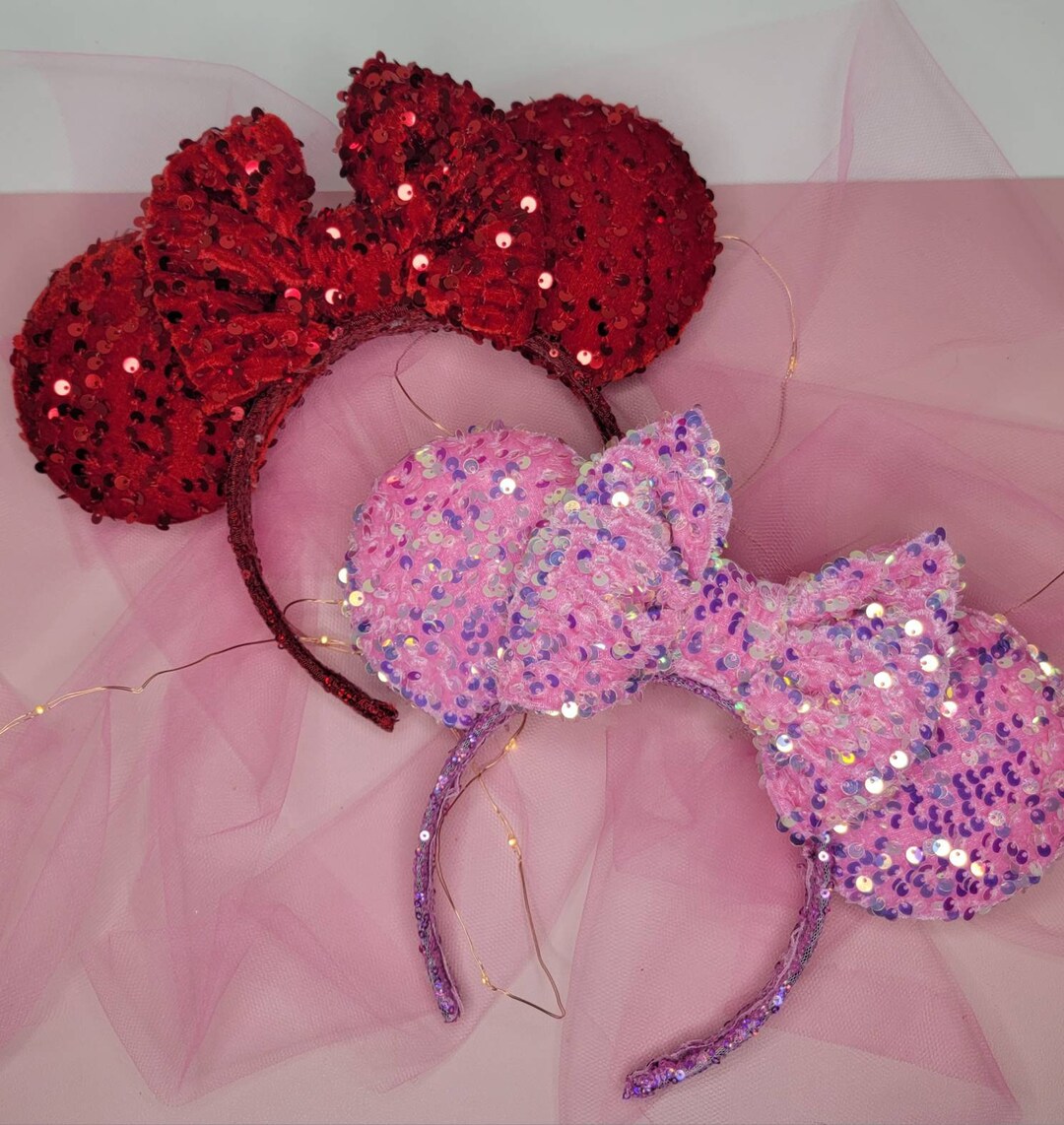 Velvet Sequin Ears, Sparkle Disney Ears, Red Velvet Ears, Pink Velvet ...