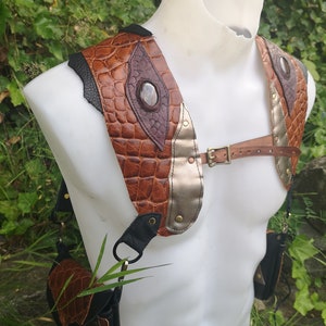 Dragonscale Holster Vest - Leather and Scalemail Pocket Vest - Dragon ...