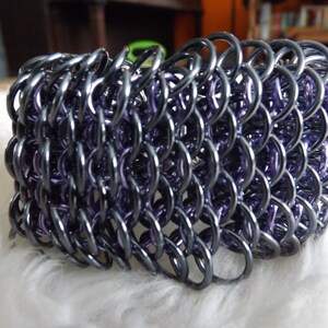Dragonscale Weave Chainmail Cuff - Ready to Ship - Black Ice (gunmetal ...