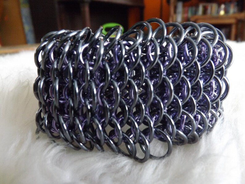 Dragonscale Weave Chainmail Cuff Ready to Ship Black Ice - Etsy
