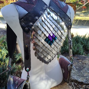 Dragonscale Holster Vest - Leather and Scalemail Pocket Vest - Dragon ...