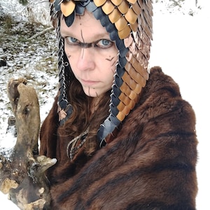 Scalemail Coif With Liner - Cowl, Helmet - Dragon Spirit - Festival ...