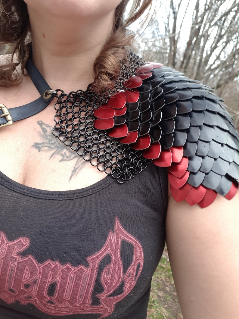 Scalemail Pauldron Single Shoulder Dragonscale Armor Made - Etsy