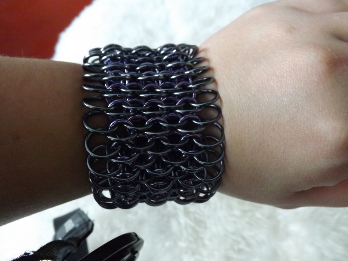 Dragonscale Weave Chainmail Cuff Ready to Ship Black Ice | Etsy