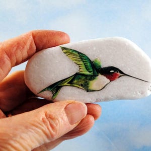 Hummingbird Stone, Bird Magic Pocket Stone, Original Art for Bird Lover ...