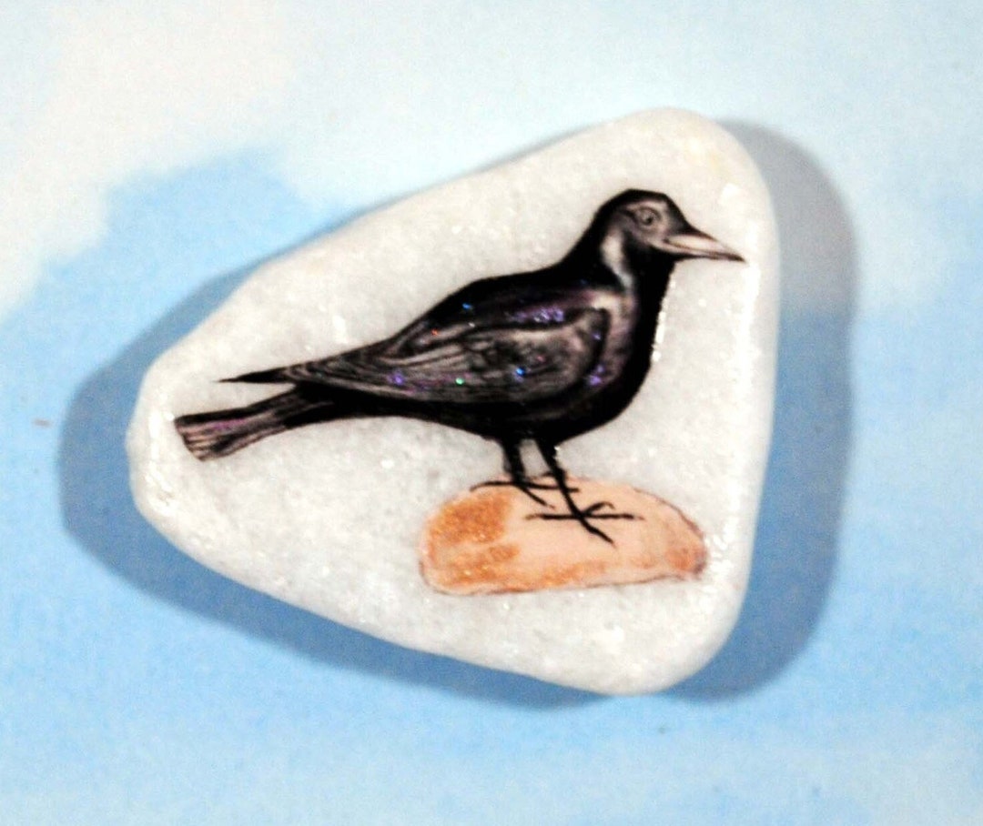Crow Stone, Small Raven Gift for Bird Lover, Black Bird Art - Etsy