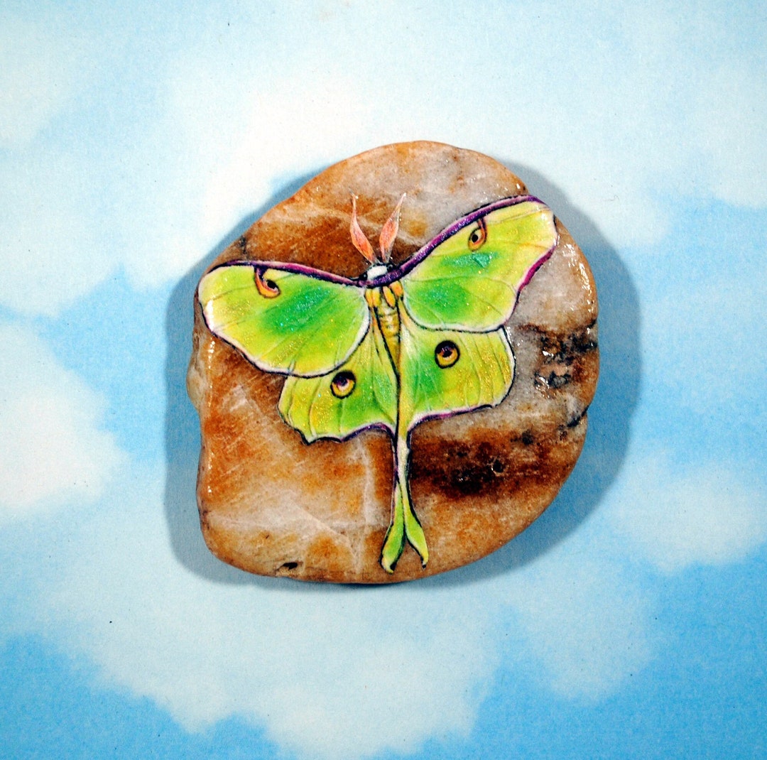 Luna Moth Stone, Spirit Insect Pocket Rock Totem, Small Metaphysical ...