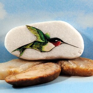 Hummingbird Stone, Bird Magic Pocket Stone, Original Art for Bird Lover ...