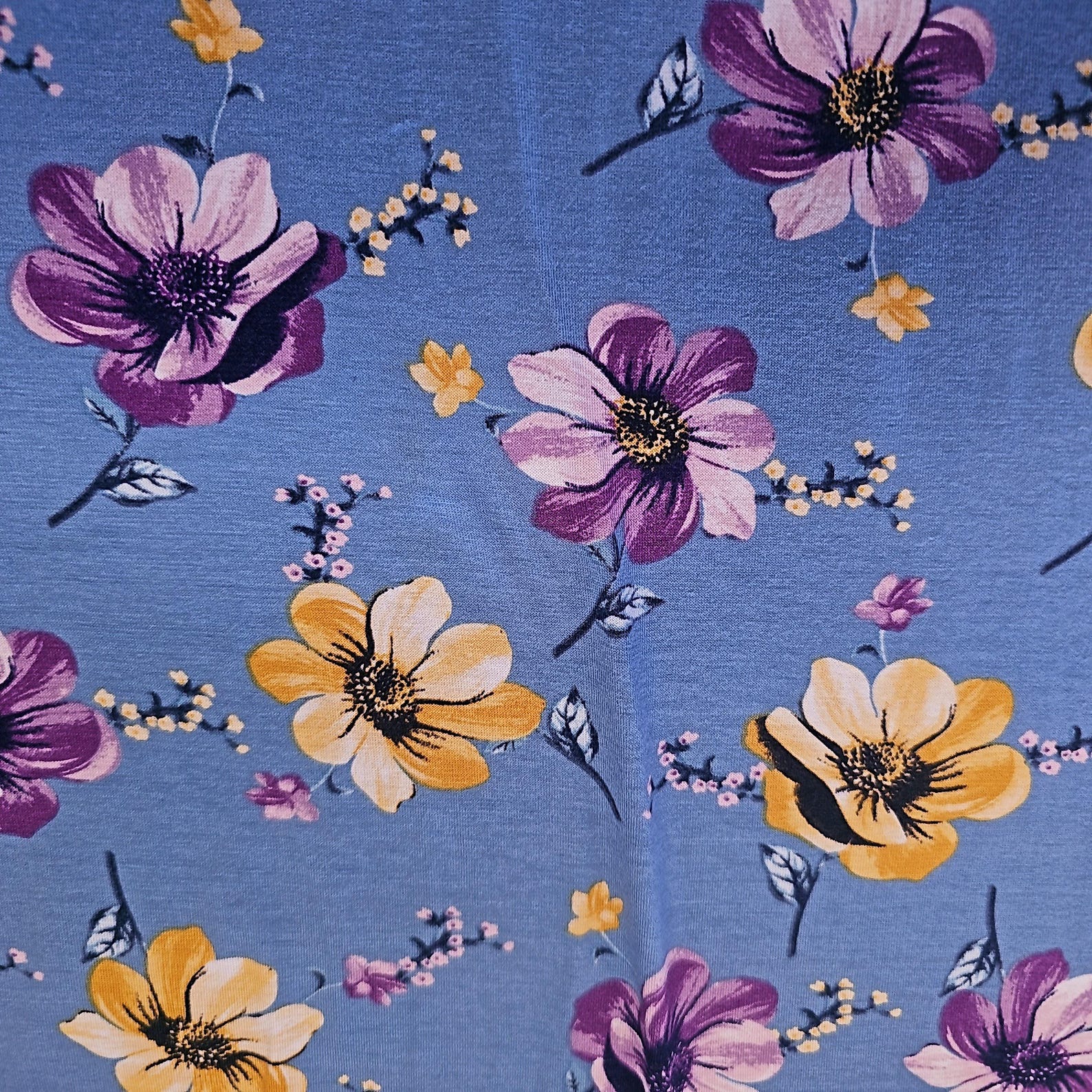 Jersey Knit Floral Fabric Rayon Spandex Peony Blue by the Yard - Etsy