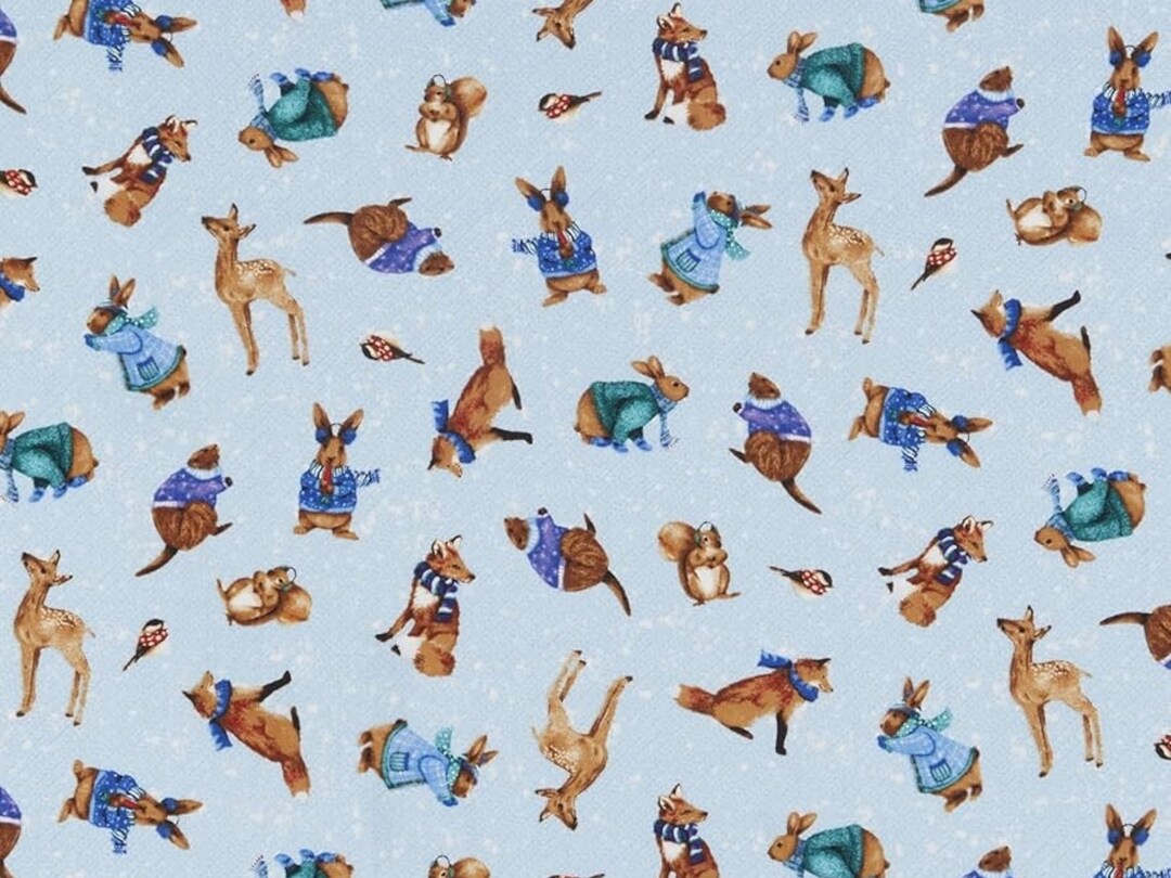 Flurry Friends Christmas Cotton Fabric Henry Glass Forest Animals in ...