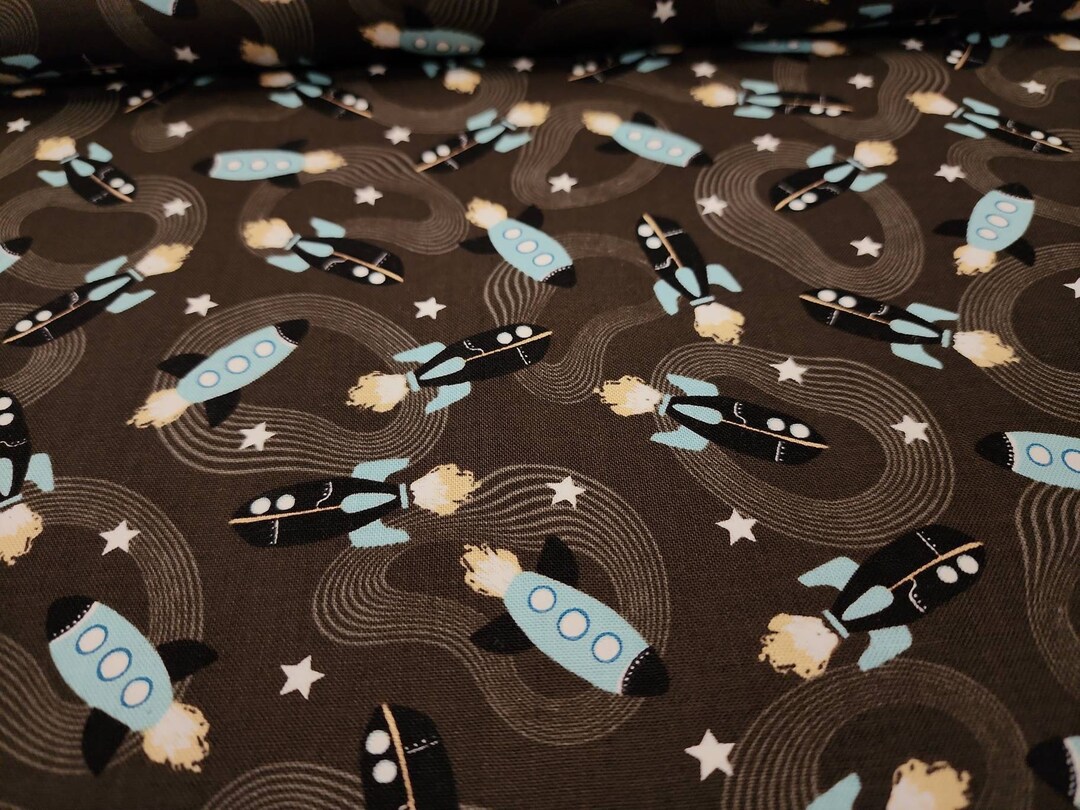 Time Warp Cotton Fabric Michael Miller Space Fred Ready Your Rockets by ...