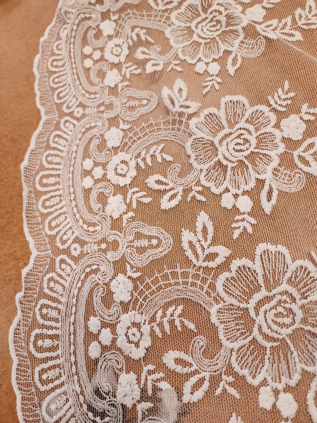 Lace Embroidered Floral Netting Ivory Special Occasion by the Yard - Etsy