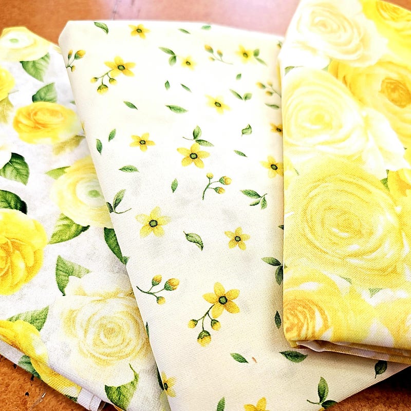Yellow Rose Fabric - Etsy