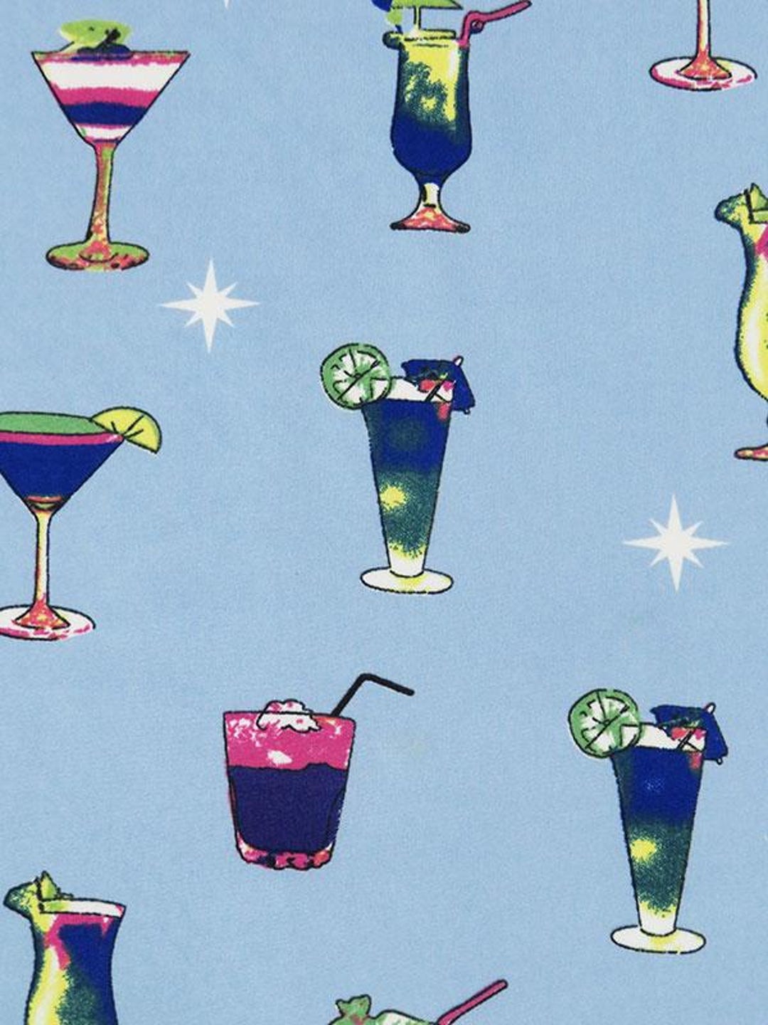 Party Time Cocktails Brushed Knit Fabric Apparel by the Yard - Etsy