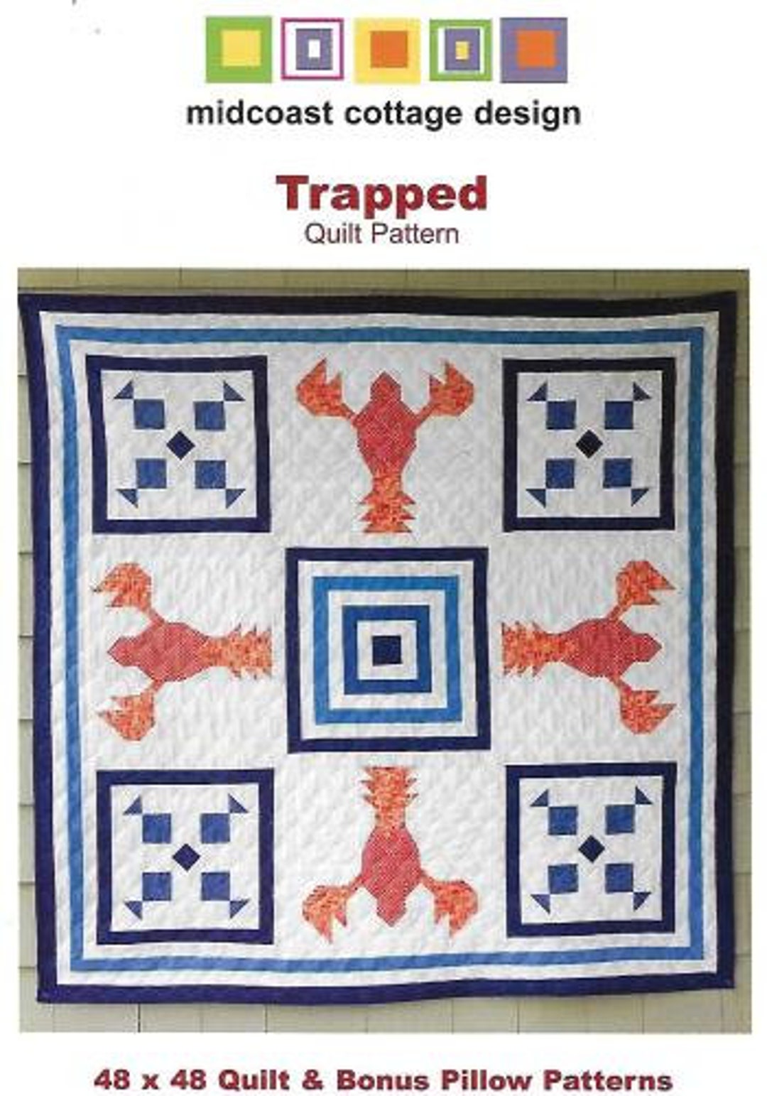 Trapped Lobster Quilt Pattern Seacoast Designs 48 by 48 Inch - Etsy