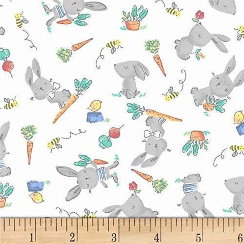 Cubby Bear Cotton Flannel Fabric Bunny Hop by the Yard - Etsy