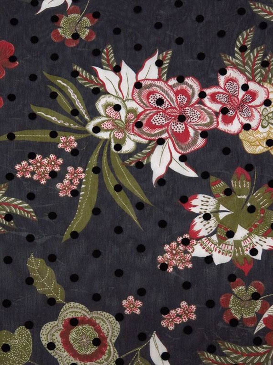 Chiffon Flock Floral Polka Dot Apparel Fabric by the Yard - Etsy