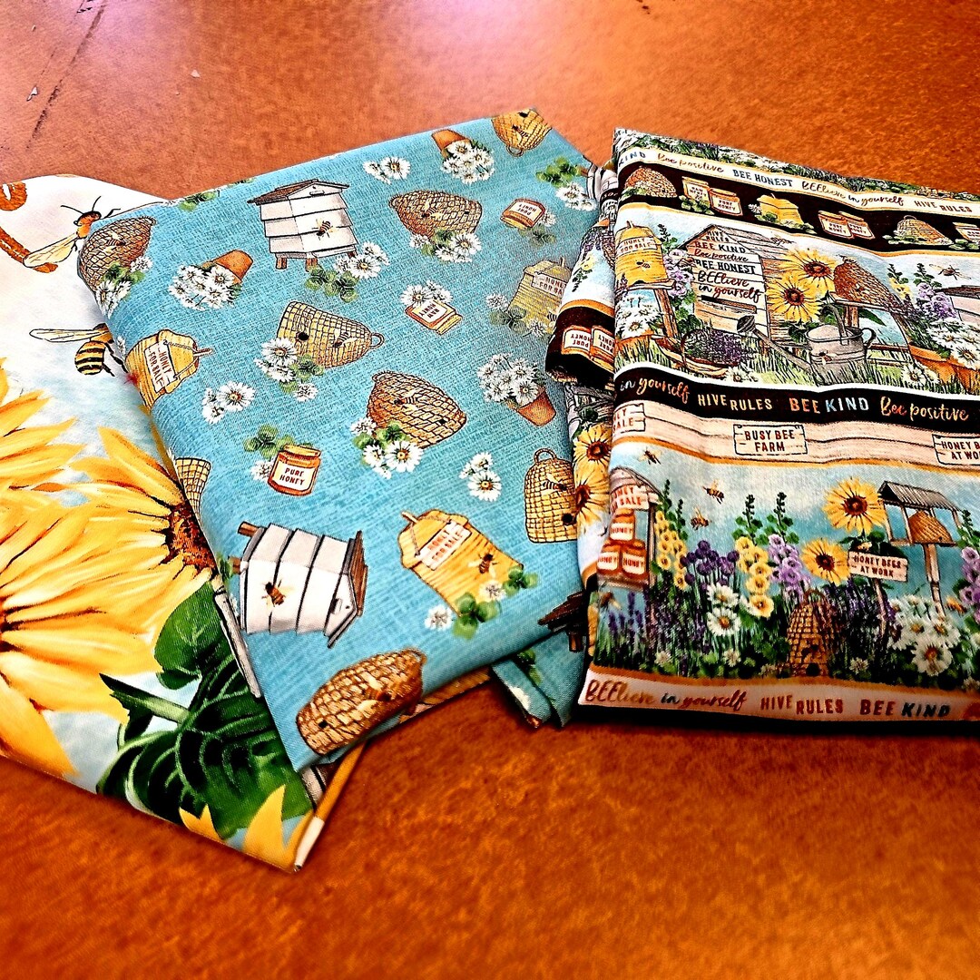2 2/3 Yd Lot Bee Inspired Hives Cotton Fabric Honey Bee Hives Michael ...