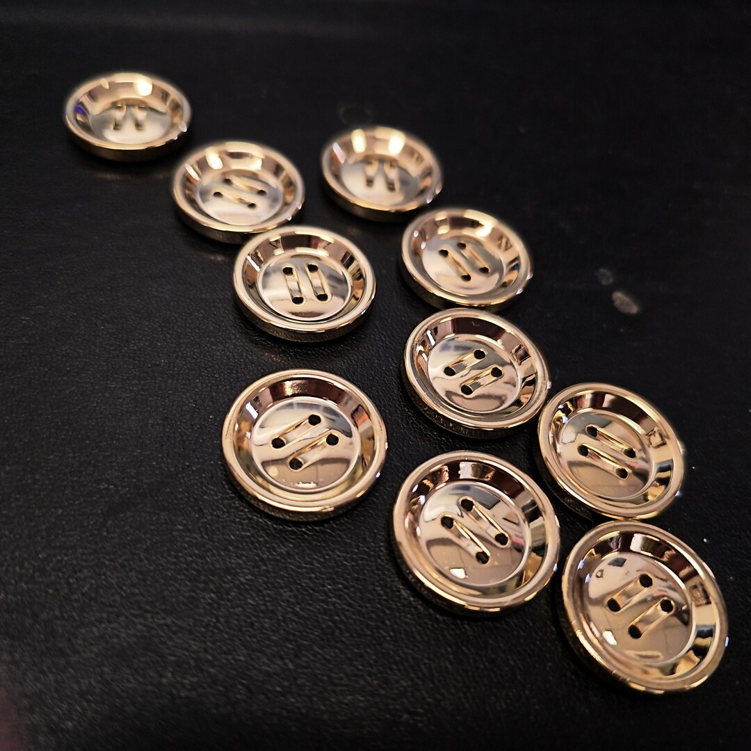10 Molded Buttons Plastic Sew on 7/8 Inch Gold Tone Raised Rim - Etsy