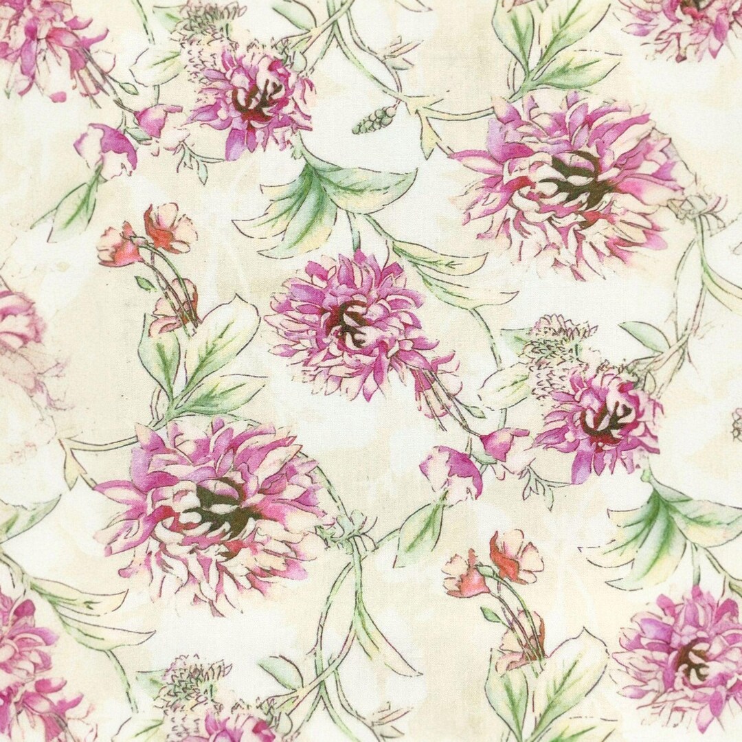 Pink Floral Rayon Challis Fabric Apparel Japanese by the Yard - Etsy