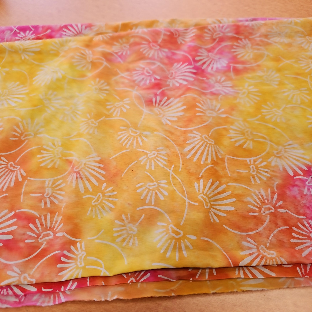 Sunflower Floral Batik Cotton Fabric Yellow Gold Imported by the Yard ...
