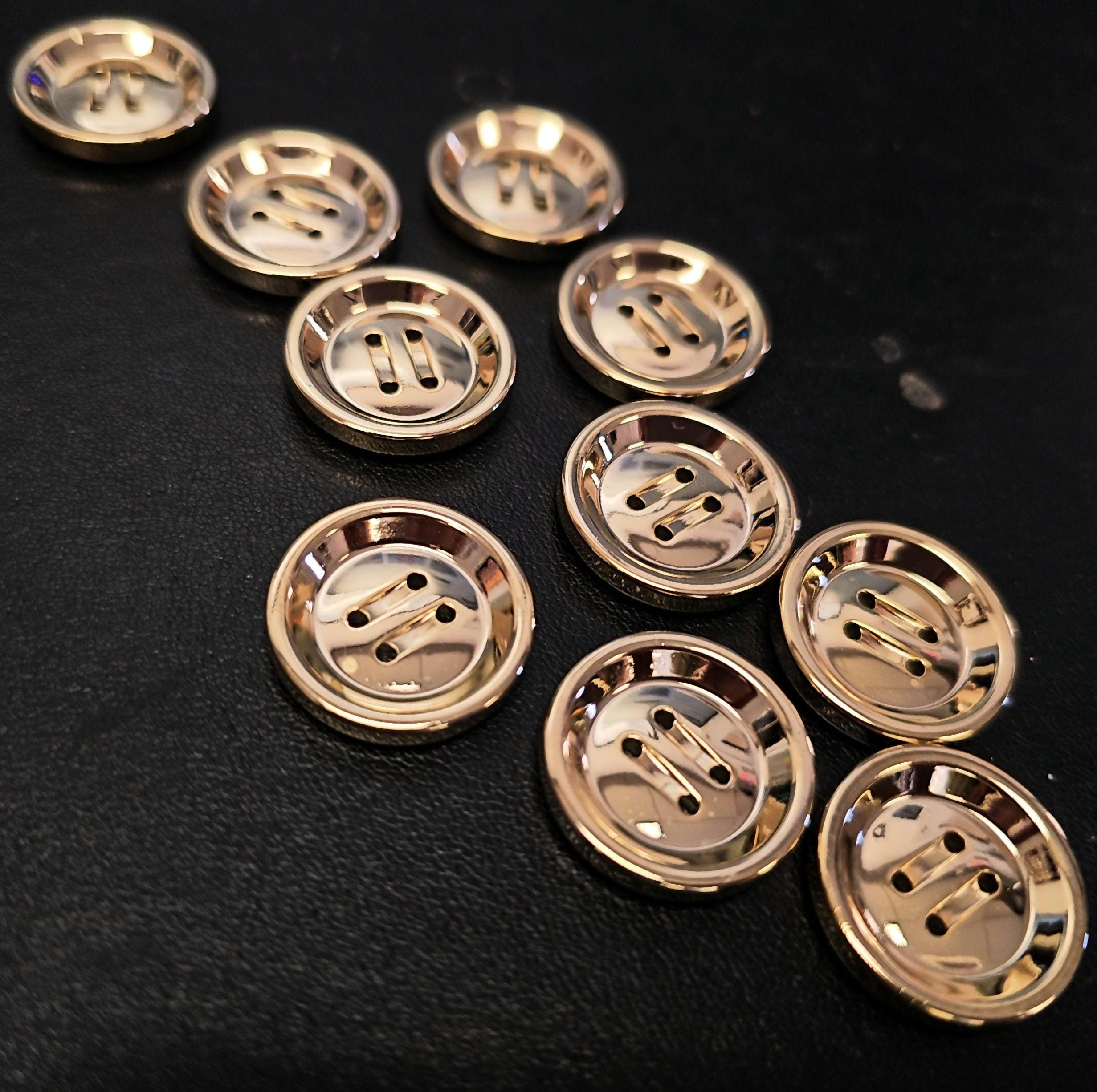 10 Molded Buttons Plastic Sew on 7/8 Inch Gold Tone Raised Rim - Etsy