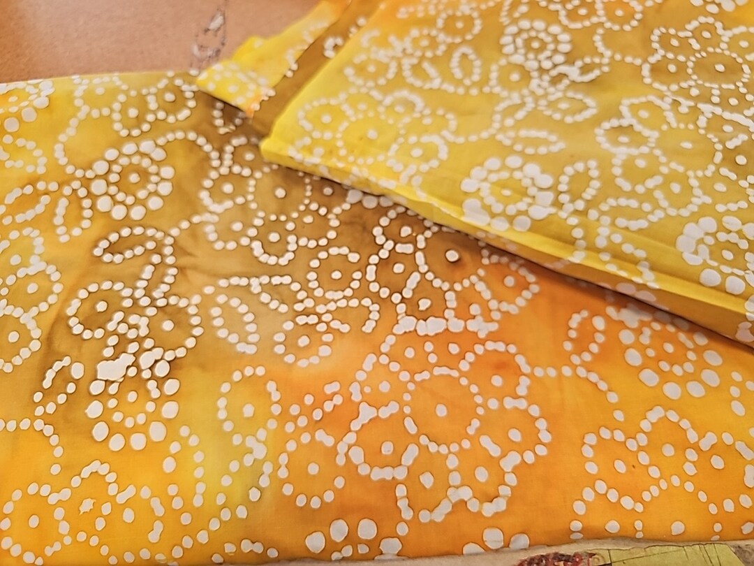 Sunflower Floral Batik Cotton Fabric Yellow Gold Imported by the Yard ...