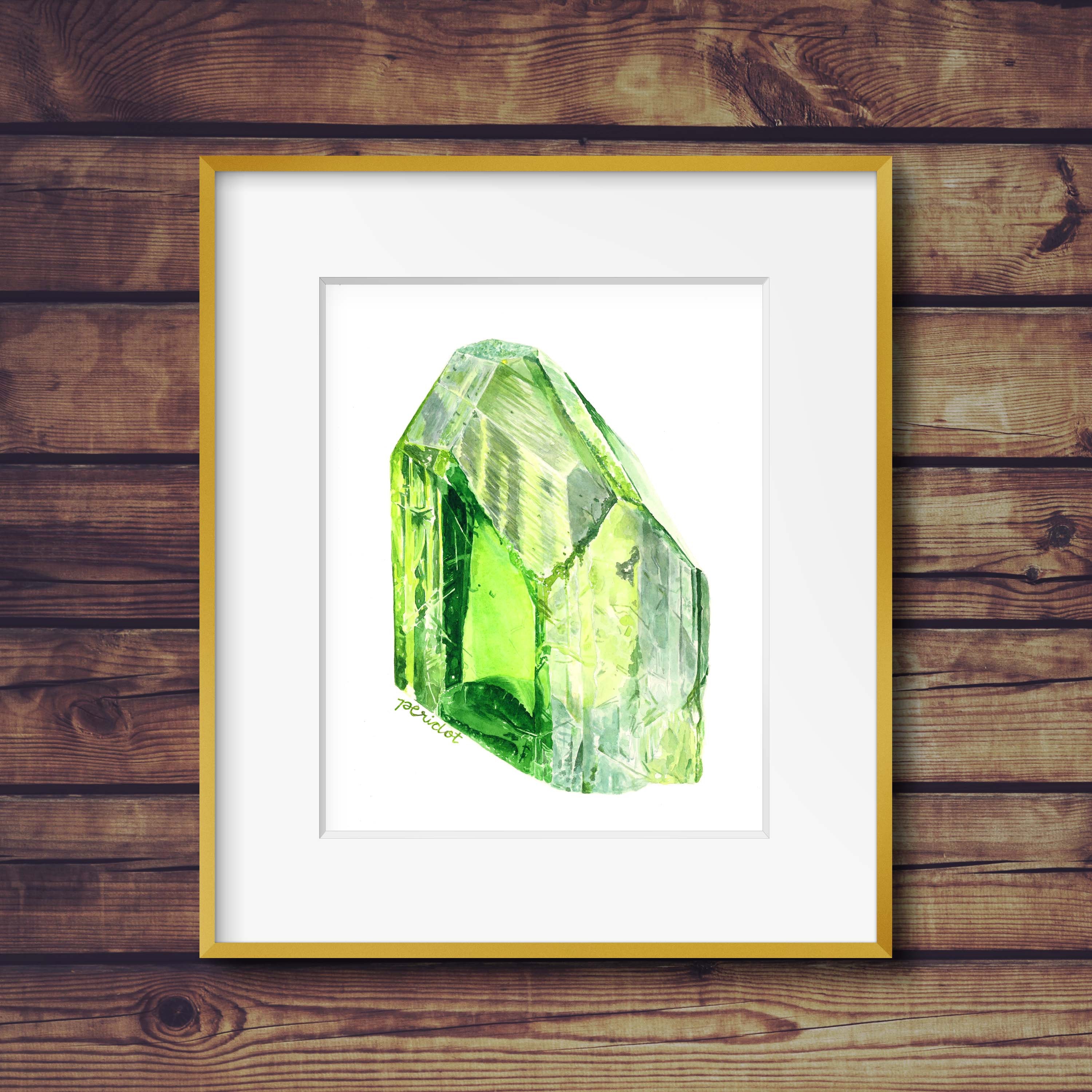 Watercolor August Birthstone Peridot Green Gemstone Green - Etsy