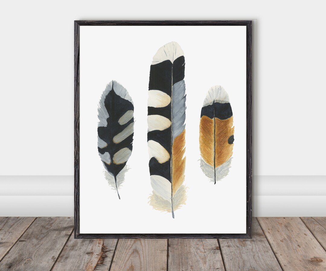 Three Feathers, American Kestral, Native American Style, Tribal Art ...