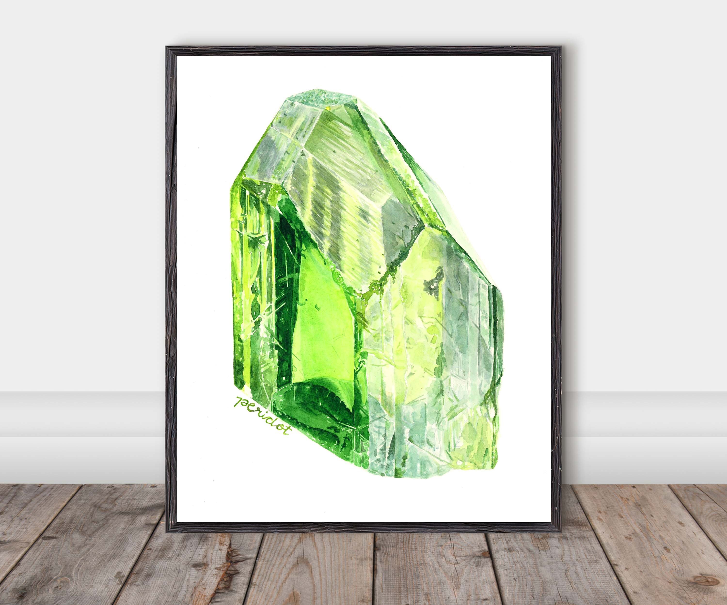 Watercolor August Birthstone Peridot Green Gemstone Green - Etsy