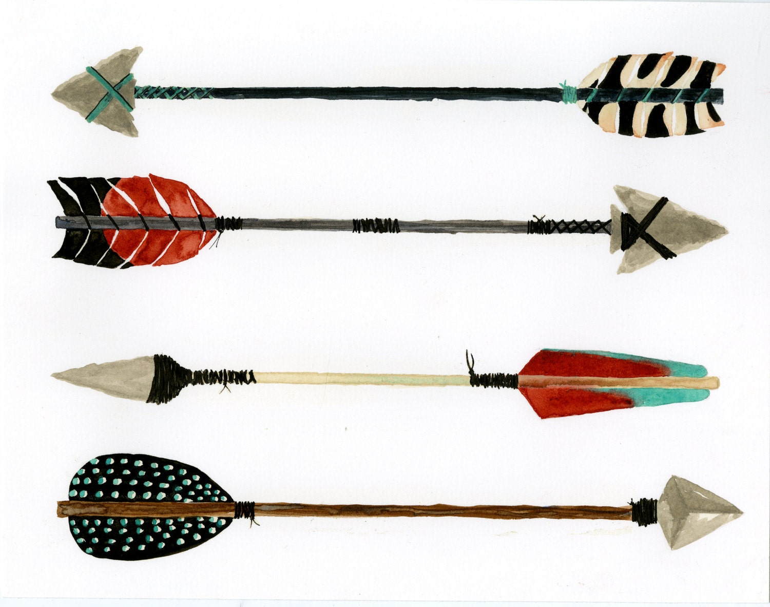4 Arrow Tribal Art Nursery Decor Arrow Head Feathers - Etsy