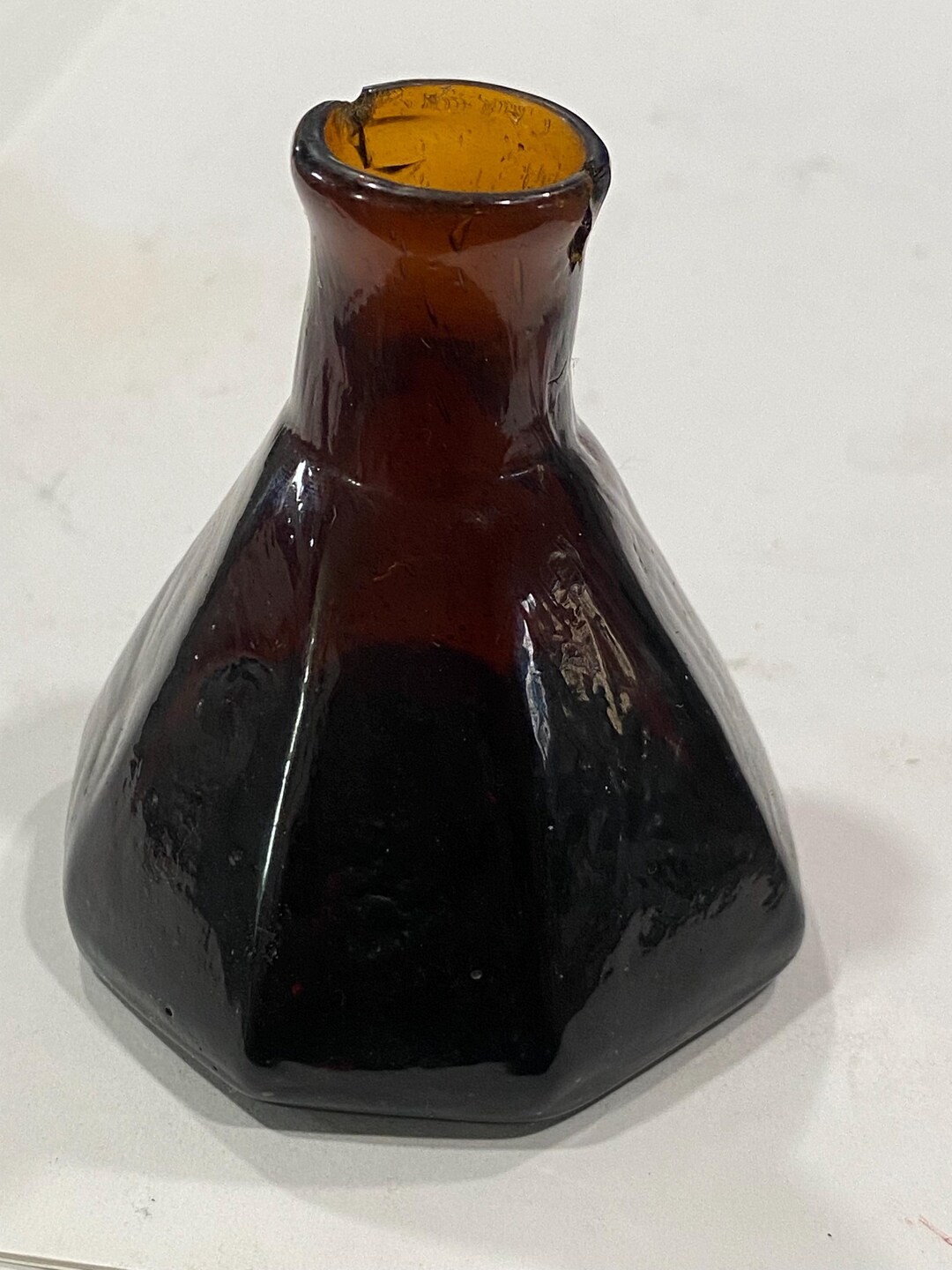 Rare 1840s Umbrella Glass Hand Blown Dark Amber Inkwell - Etsy