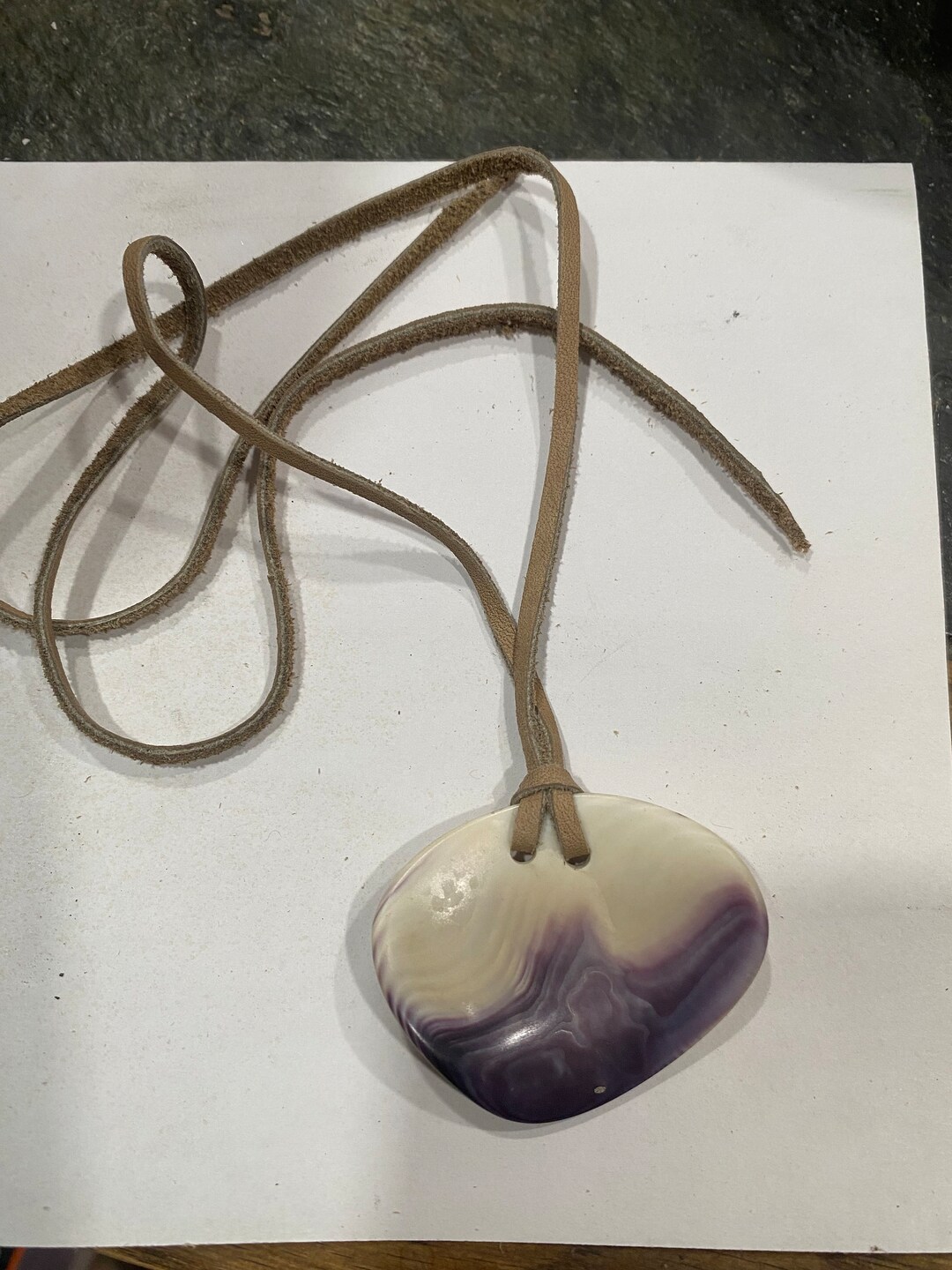 Beautiful Native American Made Wampum Leather Tie Necklace - Etsy