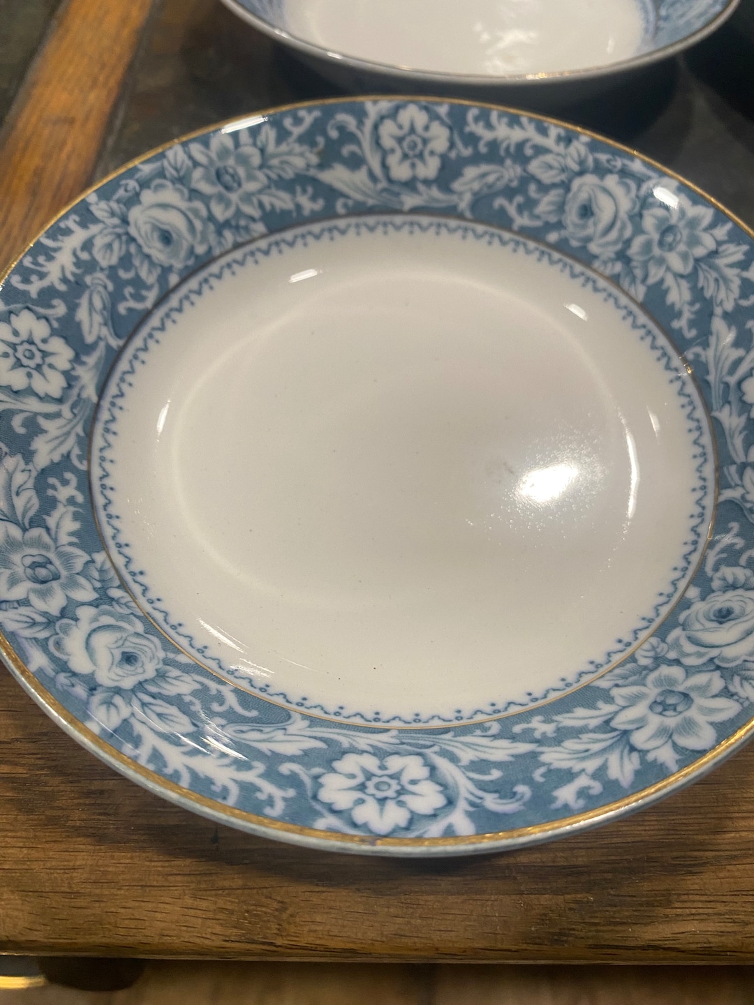 Set of 12 Johnson Bros Tansferware Blue and White English 6.5 in Sorbet ...
