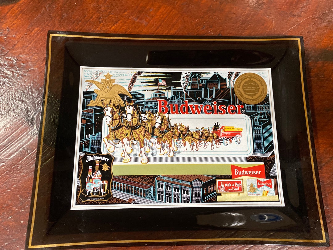 1976 Centennial Commemorative Smoke Glass Budweiser Bar Tray - Etsy