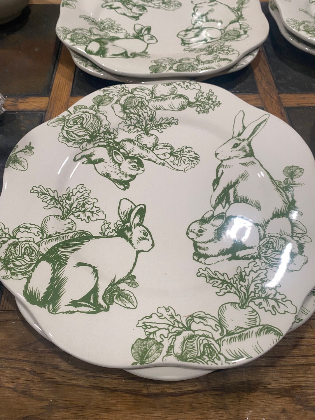 Set of 4 Jay Willfred Bunny Toile 11.75 in Large Dinner Plates - Etsy