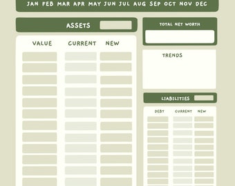 Printable Net Worth Tracker Net Worth Worksheet Net Worth - Etsy