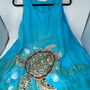 Sea Turtle Tank Top Size Xlarge Hand Painted Wearable Silk Top With ...