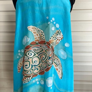 Sea Turtle Tank Top Size Xlarge Hand Painted Wearable Silk Top With ...