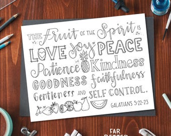 Bible Verse Coloring Page, the Fruit of the Spirit, Galatians 5:22-23 ...