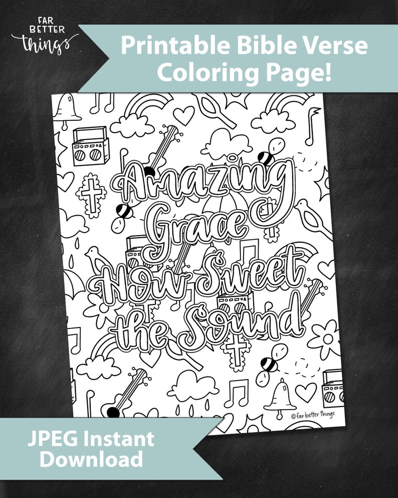 Hymn Coloring Page - Amazing Grace - Printable Hymn Coloring Page ...