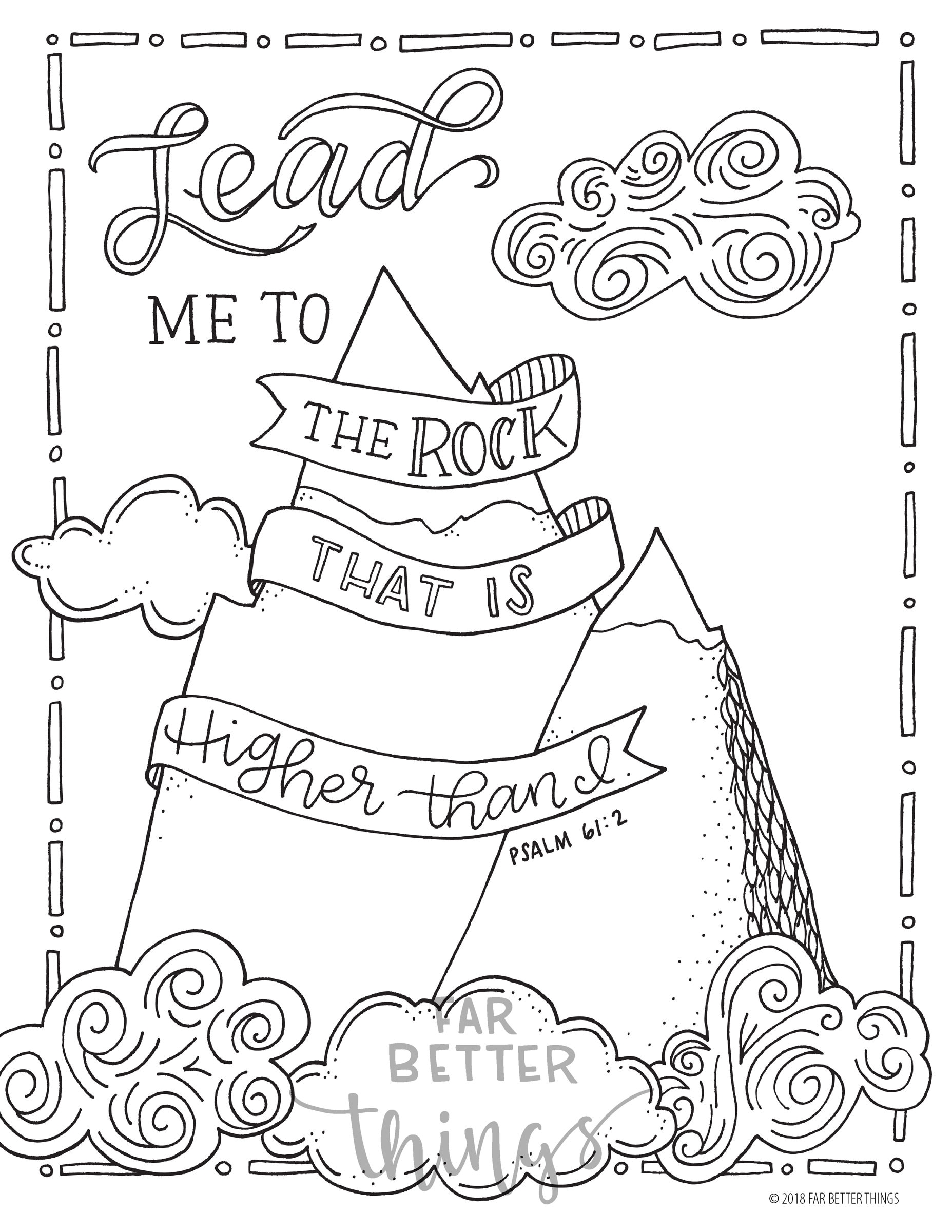 Bible Verse Coloring Page Psalm 61:2 Printable Coloring Page, Bible ...