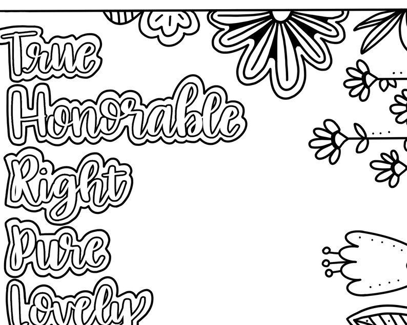 Bible Verse Coloring Page - Philippians 4:8 - Printable Bible Coloring ...