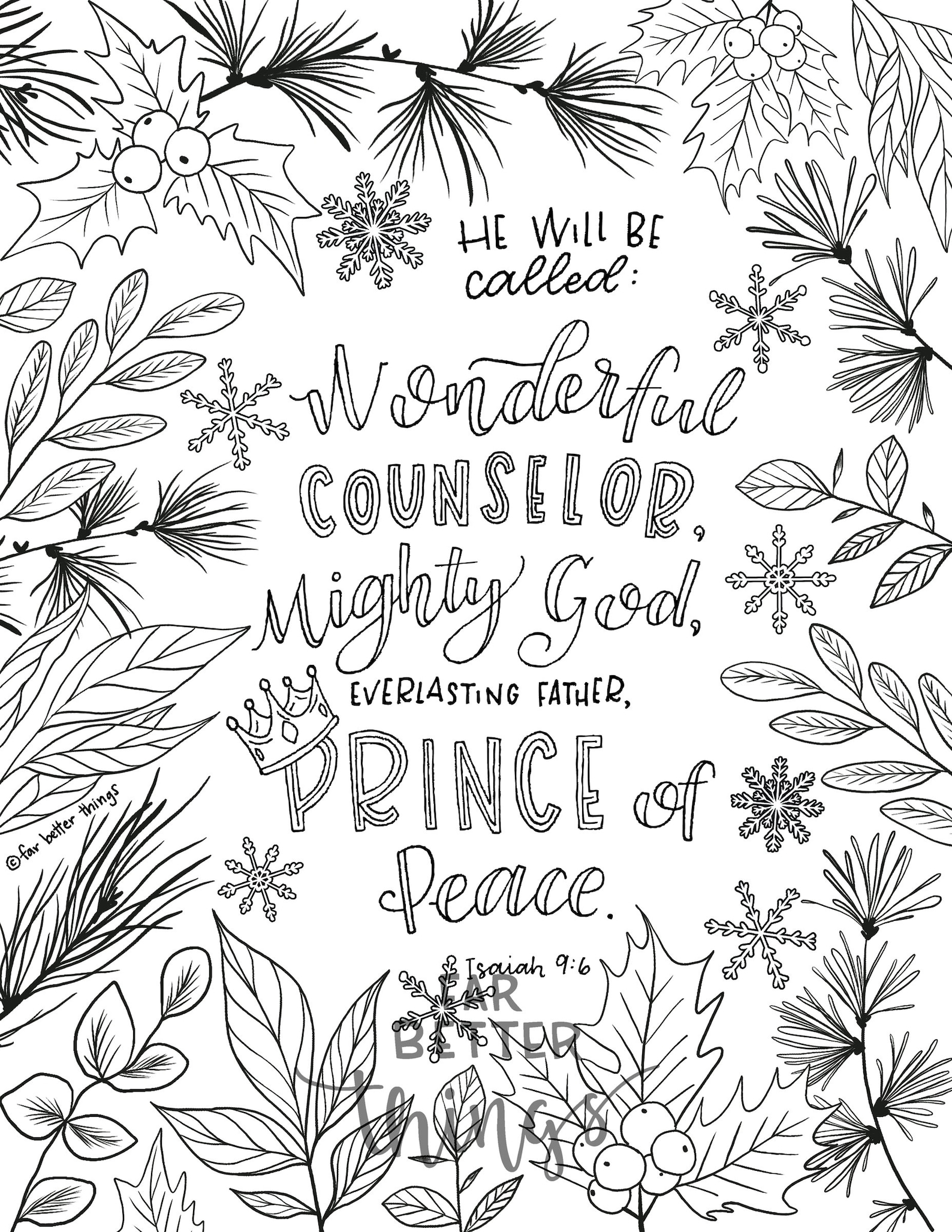 Bible Verse Coloring Page - Isaiah 9:6 - Printable Bible Verse Coloring ...